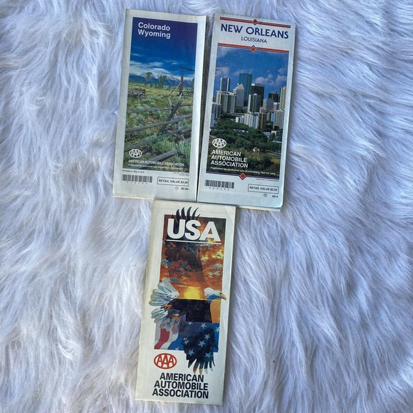 Other | Lot Of 3 Vintage Road Street Mapsaaa State Series Folding ...